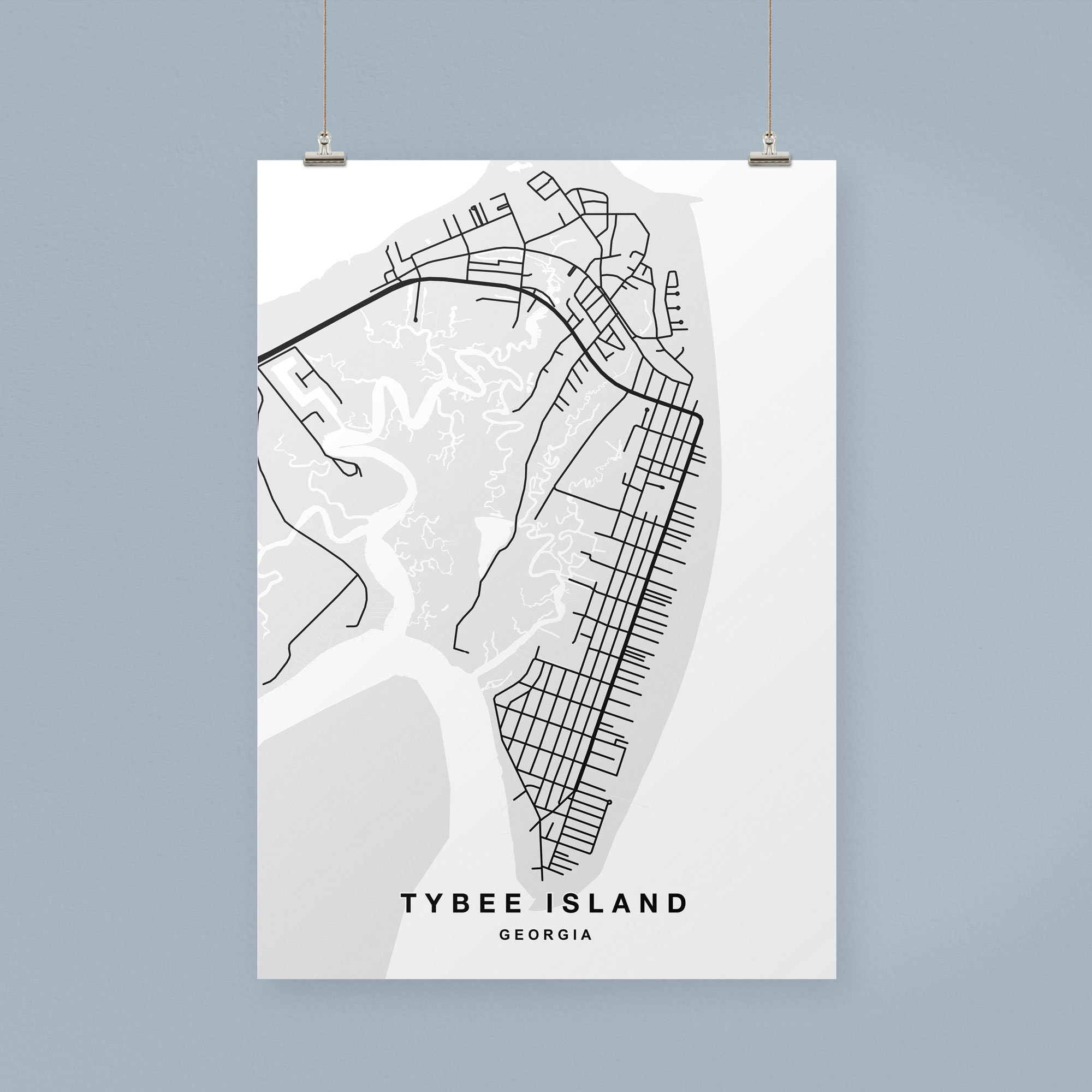 Tybee Island Map Print Tybee Island Poster Tybee Island Art - Etsy