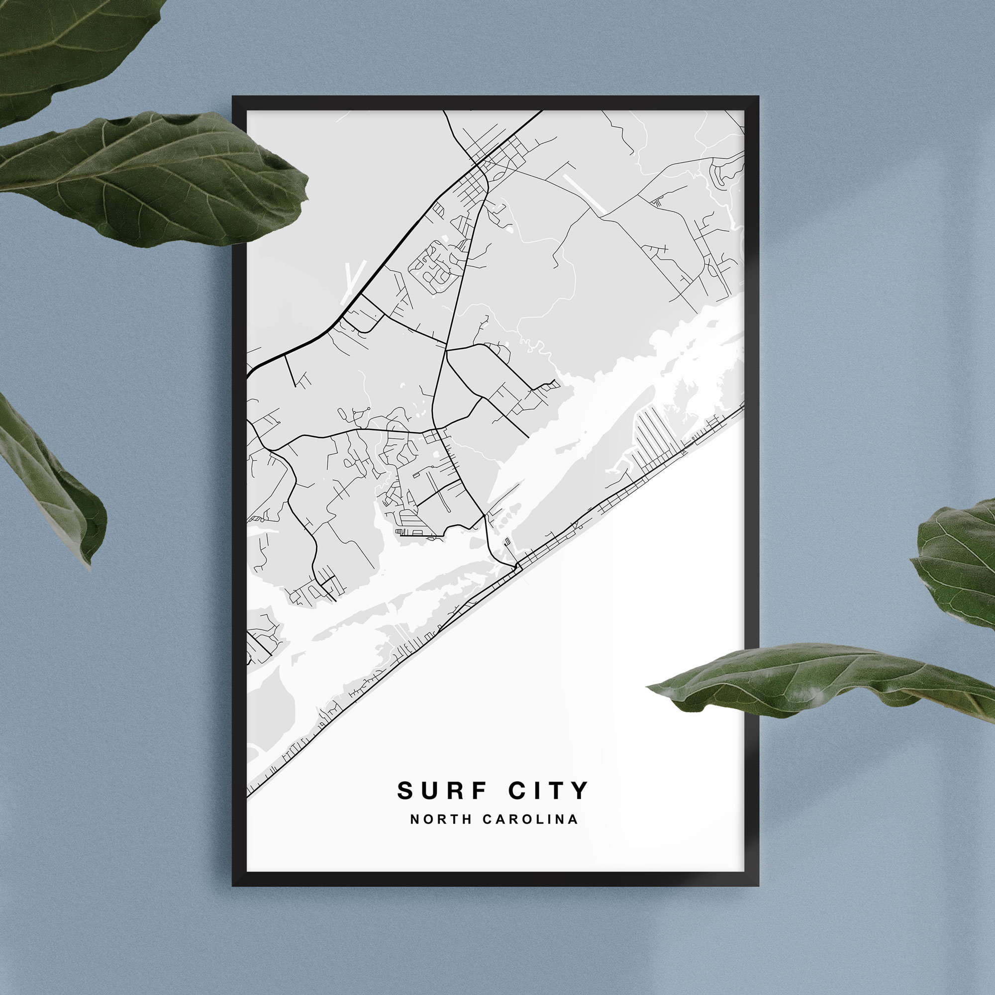 Surf City Map Print | Surf City Poster | Surf City Art - Etsy