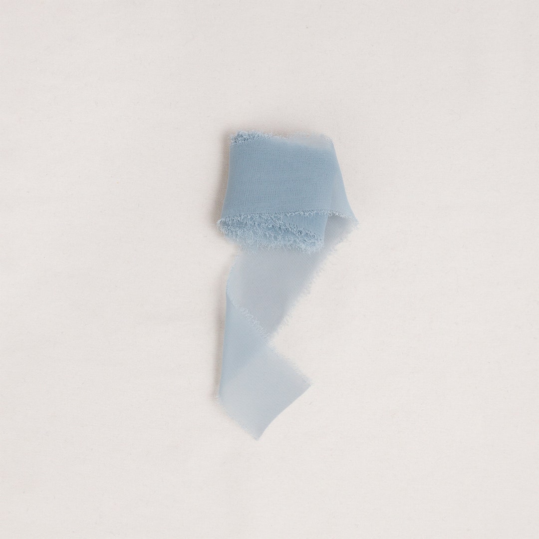 Dusty Light Blue Chiffon Ribbon Hand-torn With Raw Edges for Bouquets ...