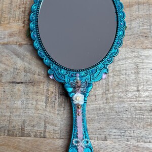 Belle Theme Handheld Mirror: Gem & Flower Decorated Vanity Mirror - Etsy