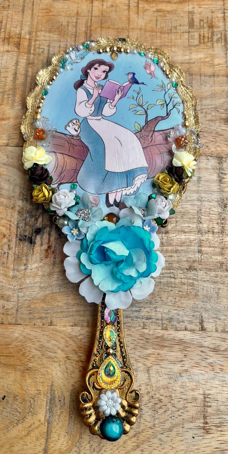Belle Theme Handheld Mirror: Gem & Flower Decorated Vanity Mirror - Etsy