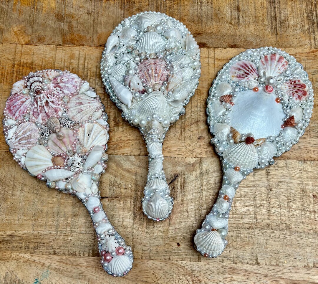 Handmade Decorated Handheld Mirror: Shell Vanity Decor - Etsy