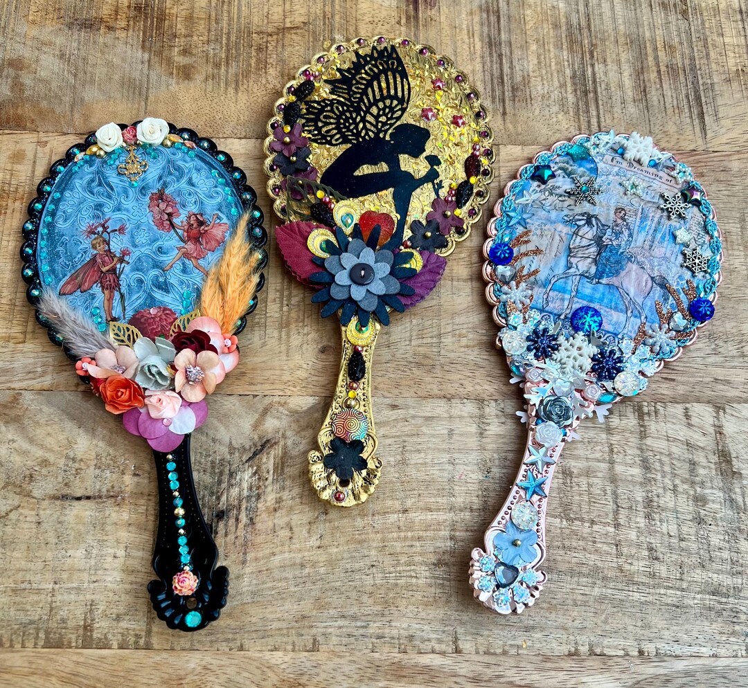 Handmade Gemstone Handheld Mirror: Magical Vanity Decor - Etsy