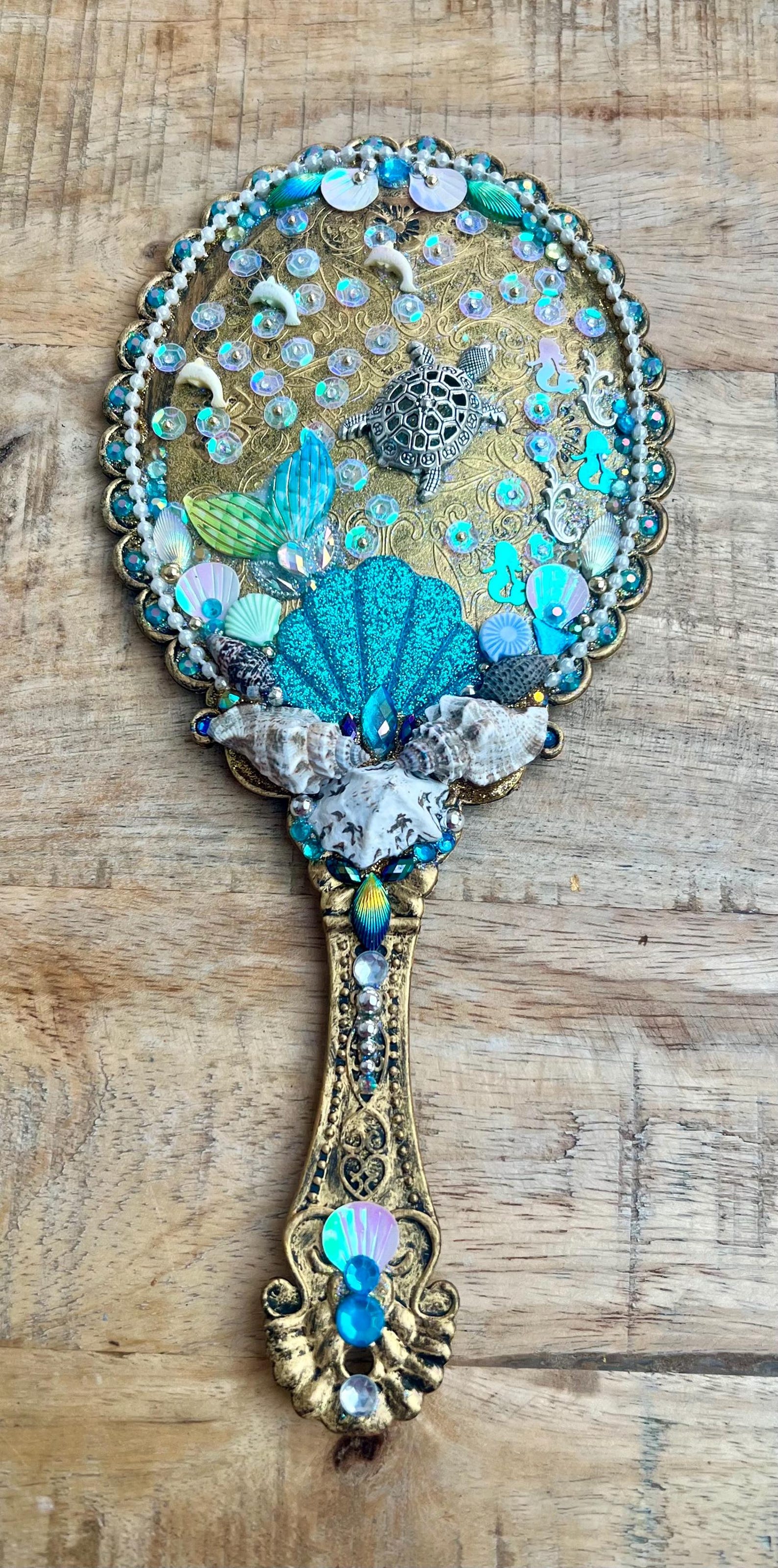 Under the Sea Handheld Mirror: Gem & Shell Decorated Vanity Mirror - Etsy