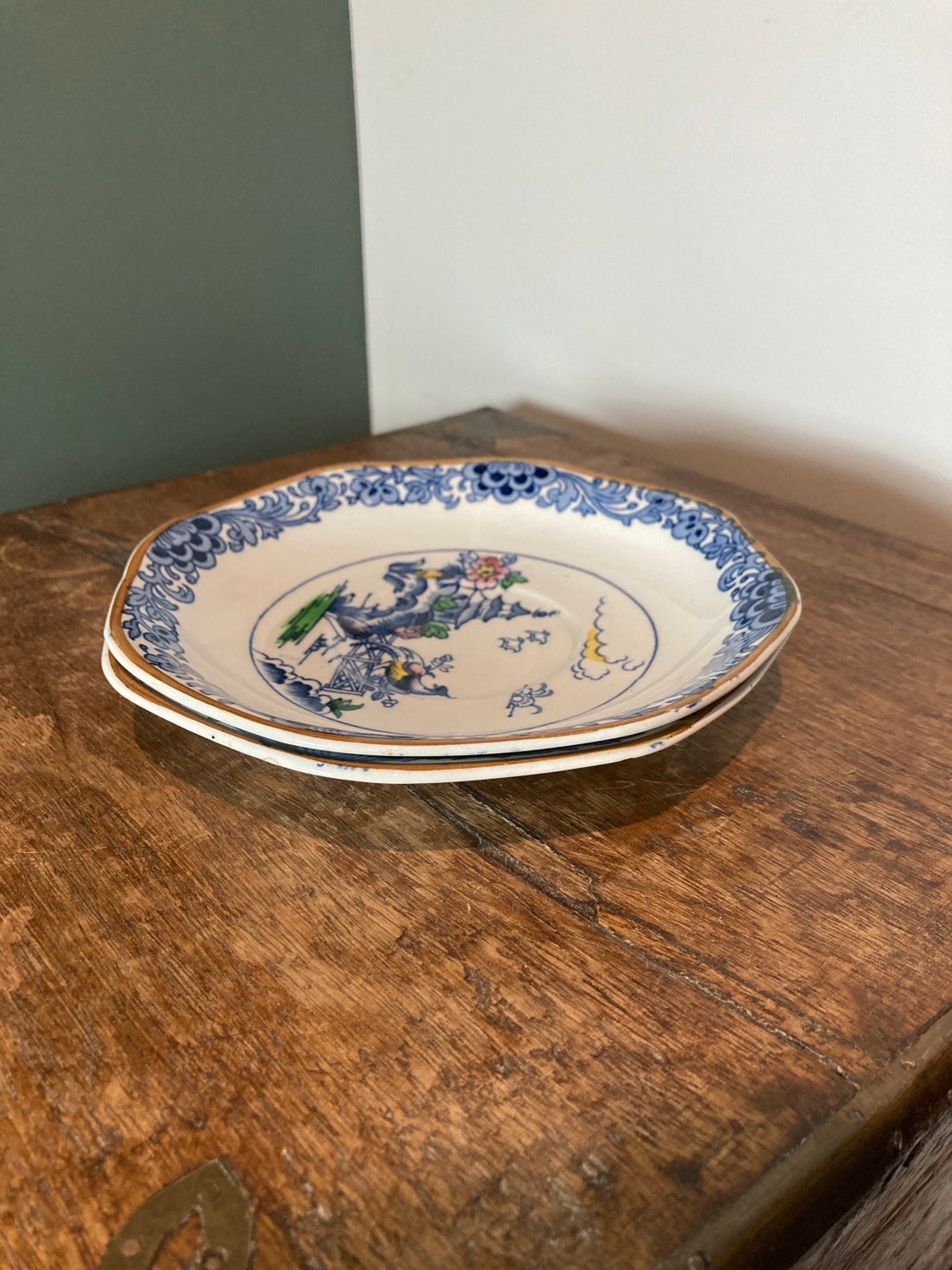 Pair of Booths Silicon China Pagoda 8 Sided Saucers - Etsy