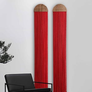 Red Rope Wall Hanging, Macrame Wall Art, Fiber Art Decor, Handmade Wall ...