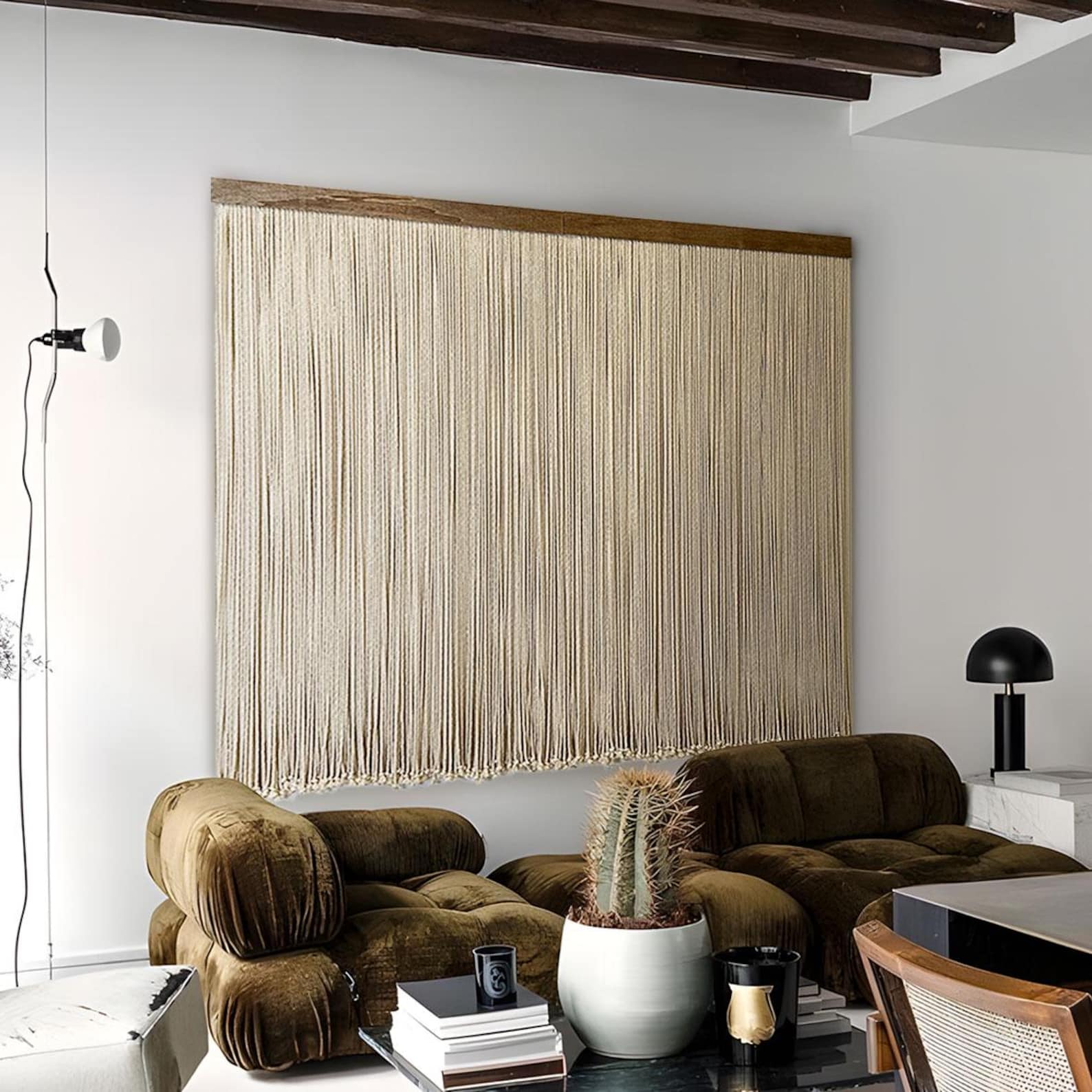 Extra Large White Macrame Wall Hanging: Yarn Wrapped Textile Mural - Etsy