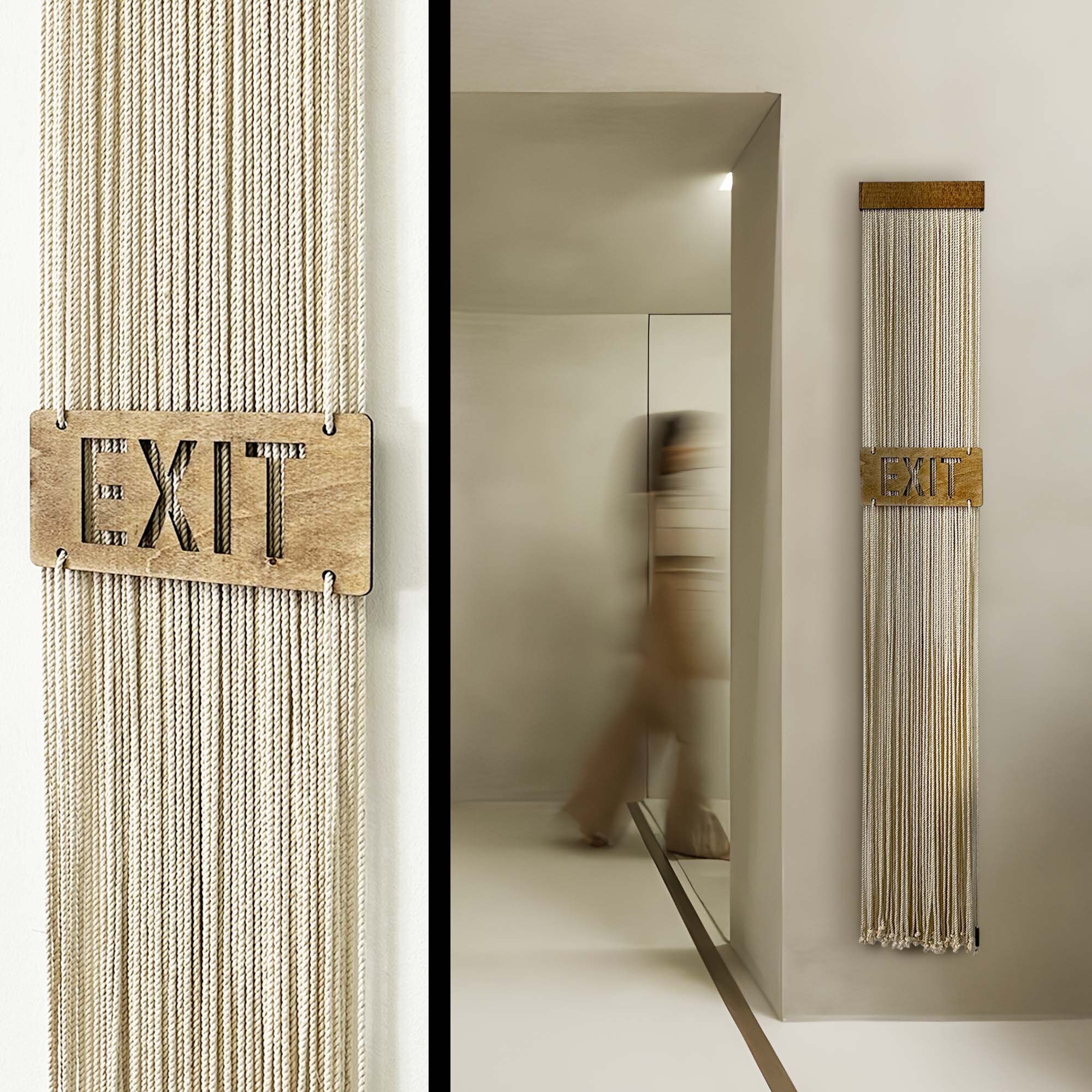 Wooden Exit Sign With Macrame Rope - Corporate Office Decor - Etsy