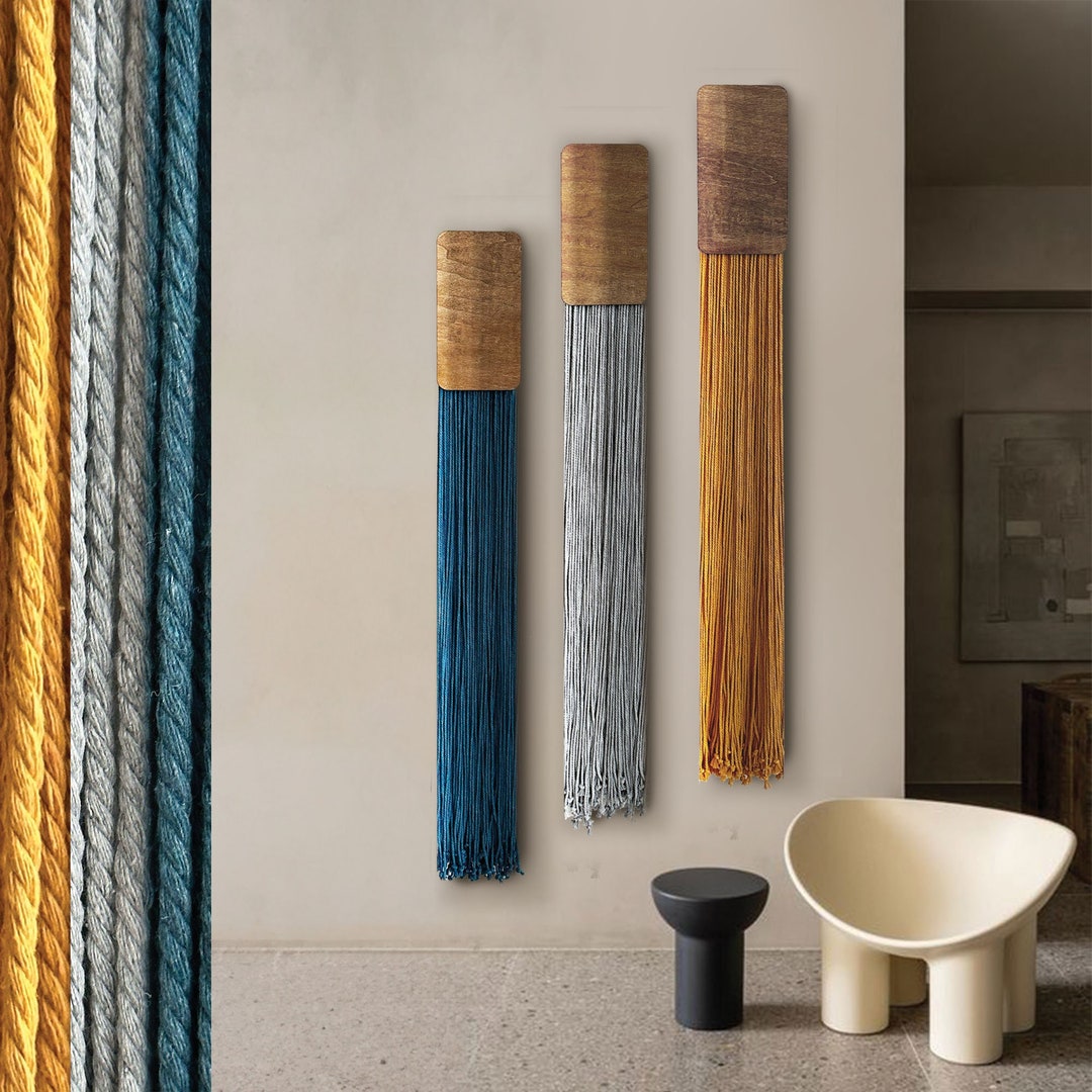 Sets of THREE Fiber Art Wall Hanging, Sound Absorbing Wall Decor ...
