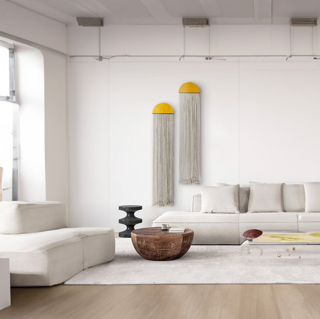 Gold Sets of Two Gold Fiber Art Wall Hanging, Sound Absorbing Wall ...