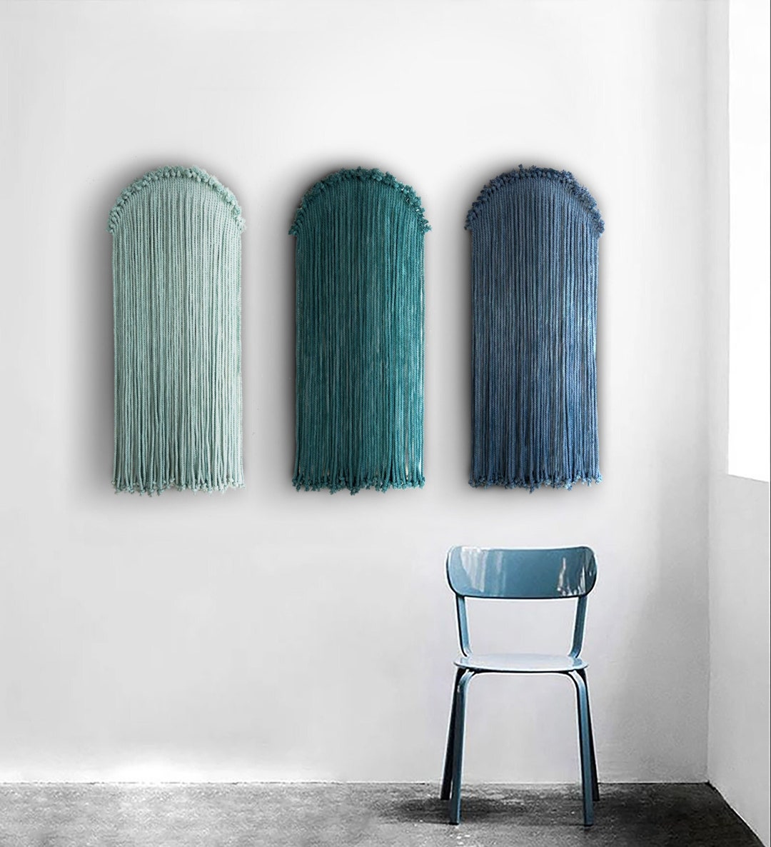 Modern Tapestry Hanging Wall Decor, Handmade Round Yarn Wall Art, Rope ...