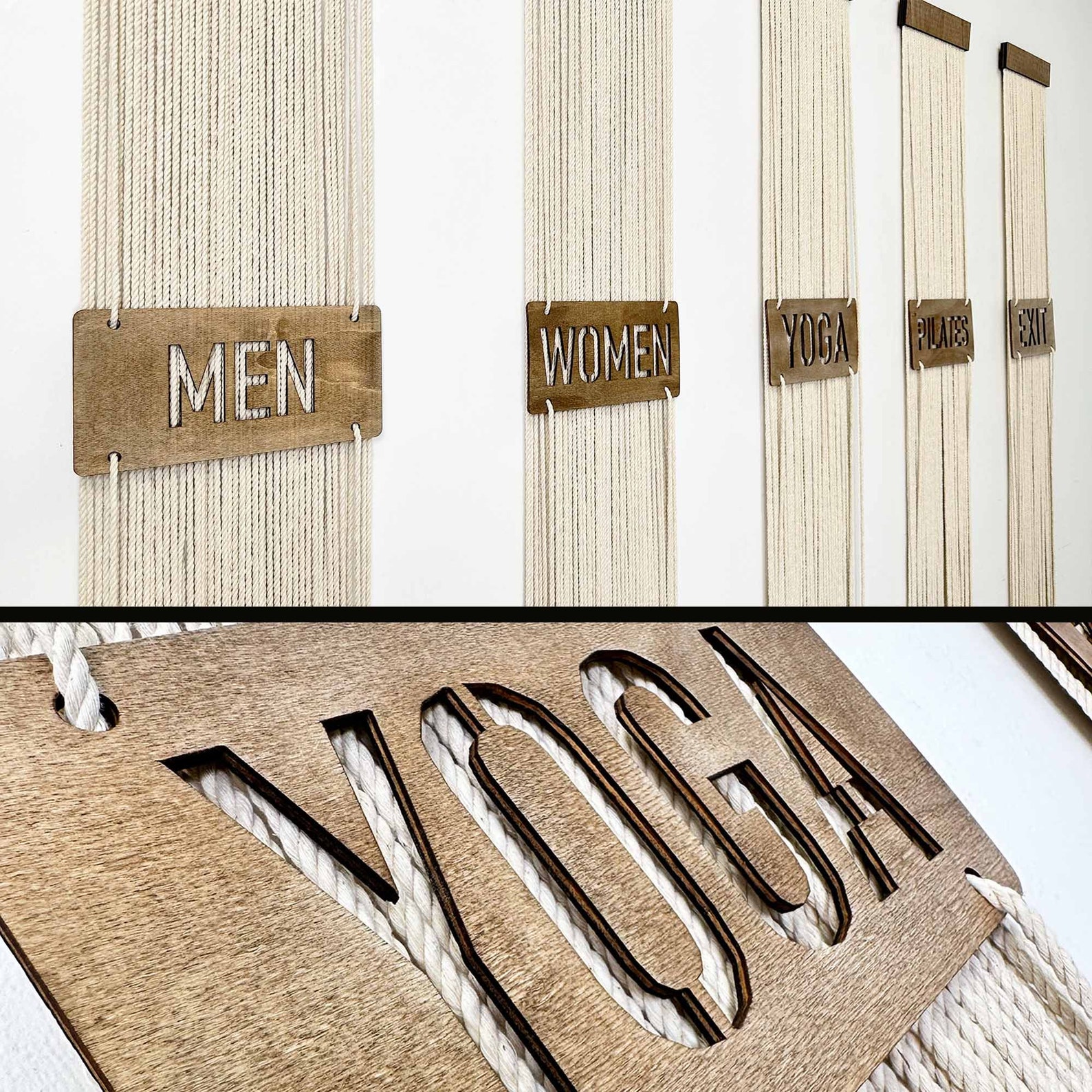 Wooden Exit Sign With Macrame Rope - Corporate Office Decor - Etsy