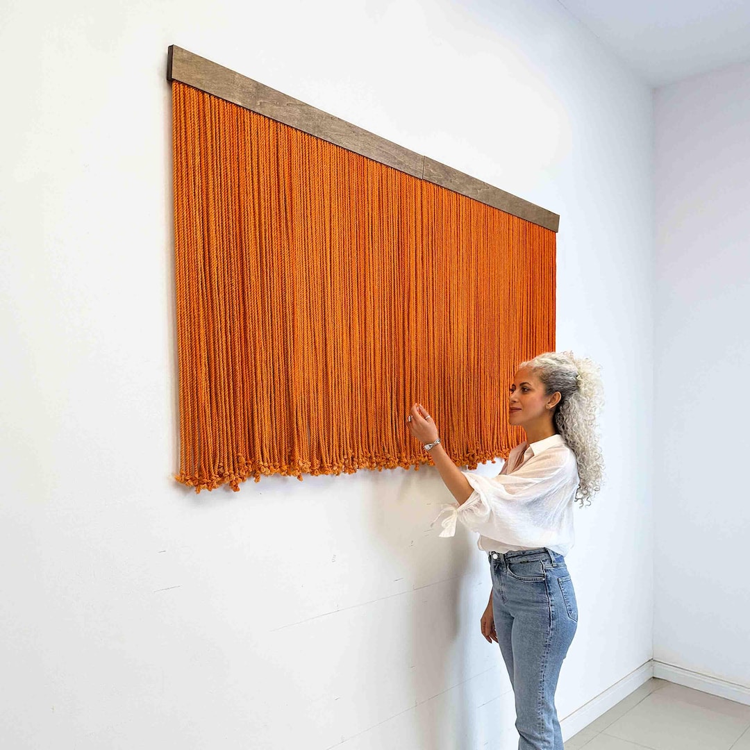Orange Rope Wall Art, Boho Macrame, Large Statement, Modern Bohemian ...