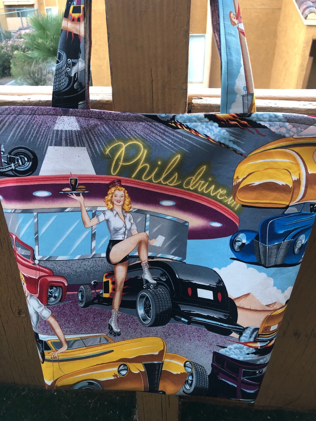 Phils Drive-in Pin up Vintage Design Tote Bag - Etsy