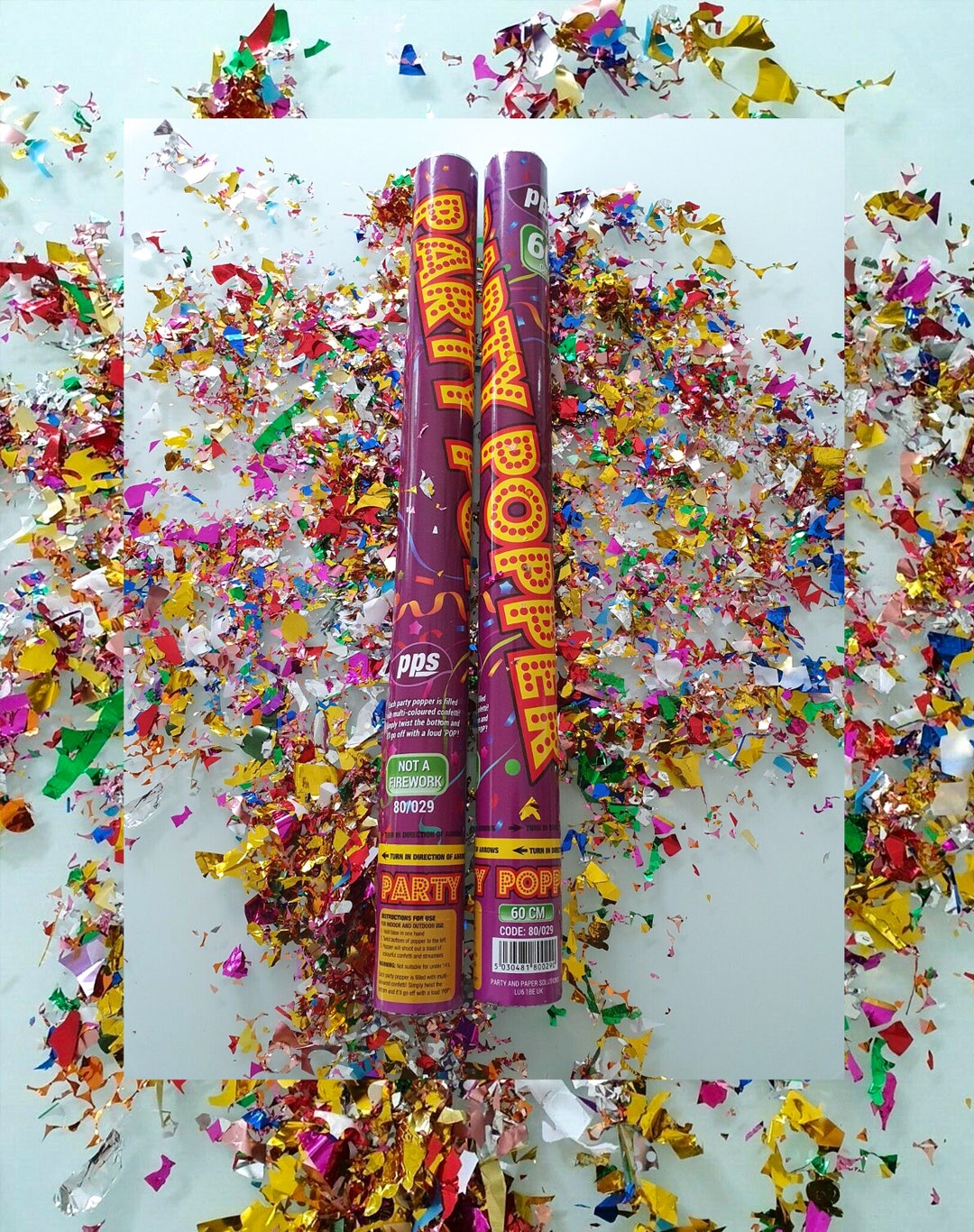 Large Giant 60 Cm Compressed Air Colour Metallic Confetti Party Poppers ...