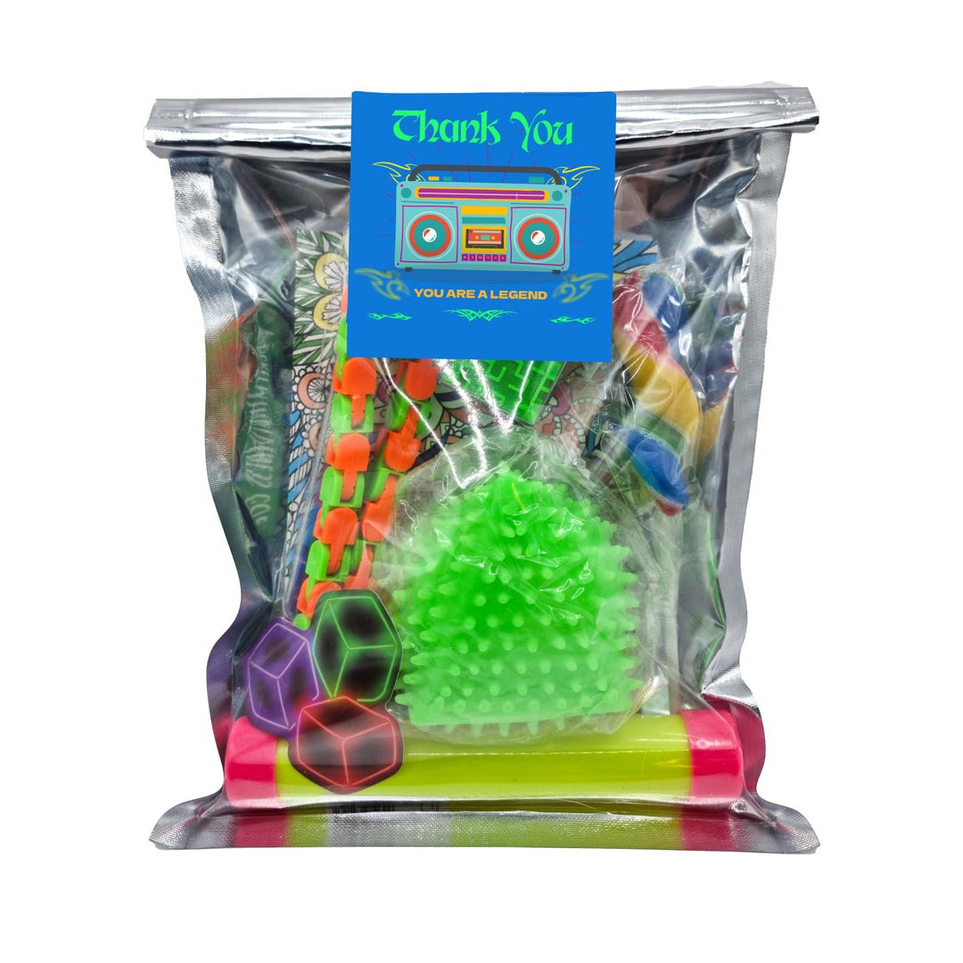 Pre Filled Neon Disco Music Boombox Birthday Party Goody Bags With Toys ...
