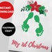 1st Christmas Baby Handprint Craft, First Christmas Footprint Art, Baby ...