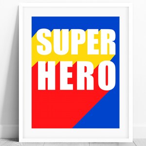 Superhero Print, Kids PRINTABLE Wall Art, Boys Room Decor, Colorful ...