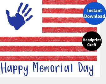 Memorial Day Handprint Kid Craft, Baby Handprint Art, DIY Kids ...