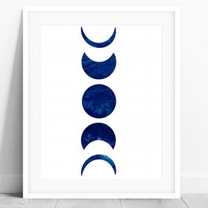 Blue Moon Phases Print Moon PRINTABLE Wall Art Modern - Etsy
