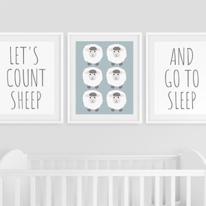Nursery Counting Sheep PRINTABLE Wall Art Set of 3 Prints, Lets Count ...