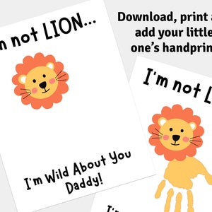Lion Father's Day Handprint Kid Craft Baby Handprint Art, Wild About ...