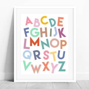 Rainbow Alphabet Printable Wall Art Numbers Wall Art Set of - Etsy