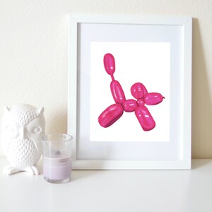 Pink Balloon Animal Wall Art Print, Dog Balloon Animals PRINTABLE, Fun ...