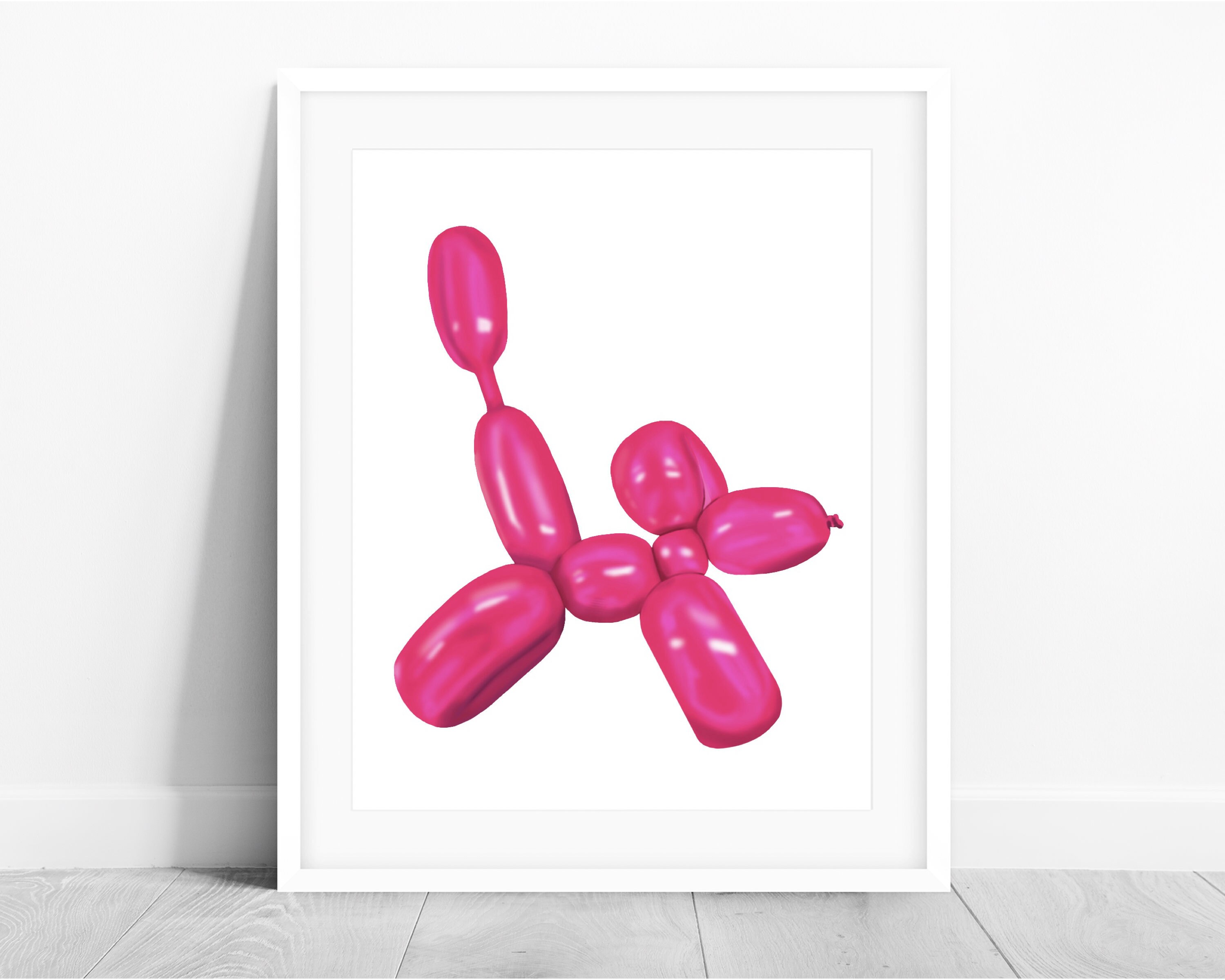 Pink Balloon Animal Wall Art Print Dog Balloon Animals | Etsy