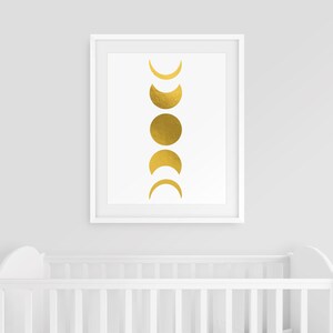 Gold Moon Phases Print, Moon PRINTABLE Wall Art, Modern Bedroom Decor ...