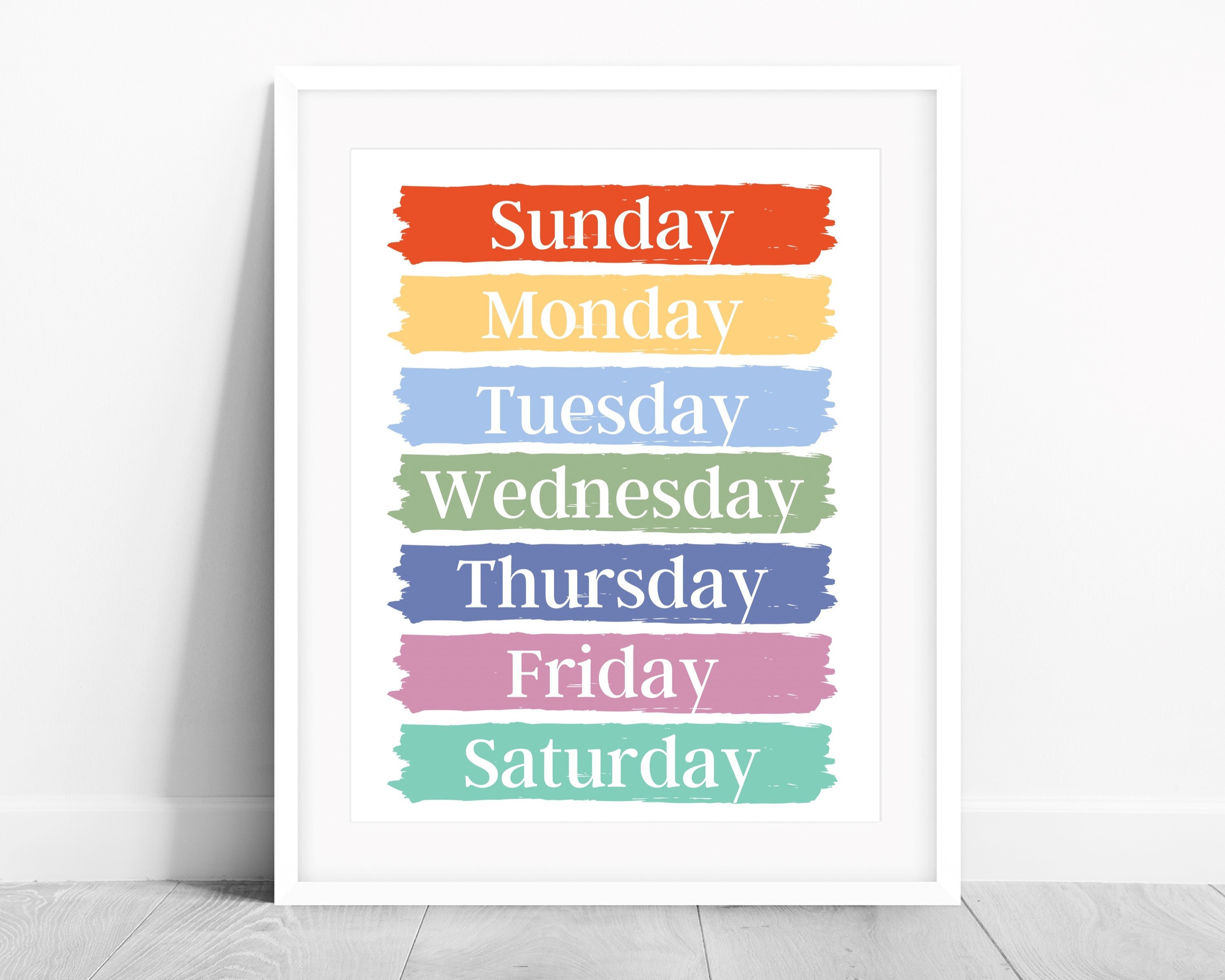 Days of the Week Print Day PRINTABLE Wall Art Classroom - Etsy
