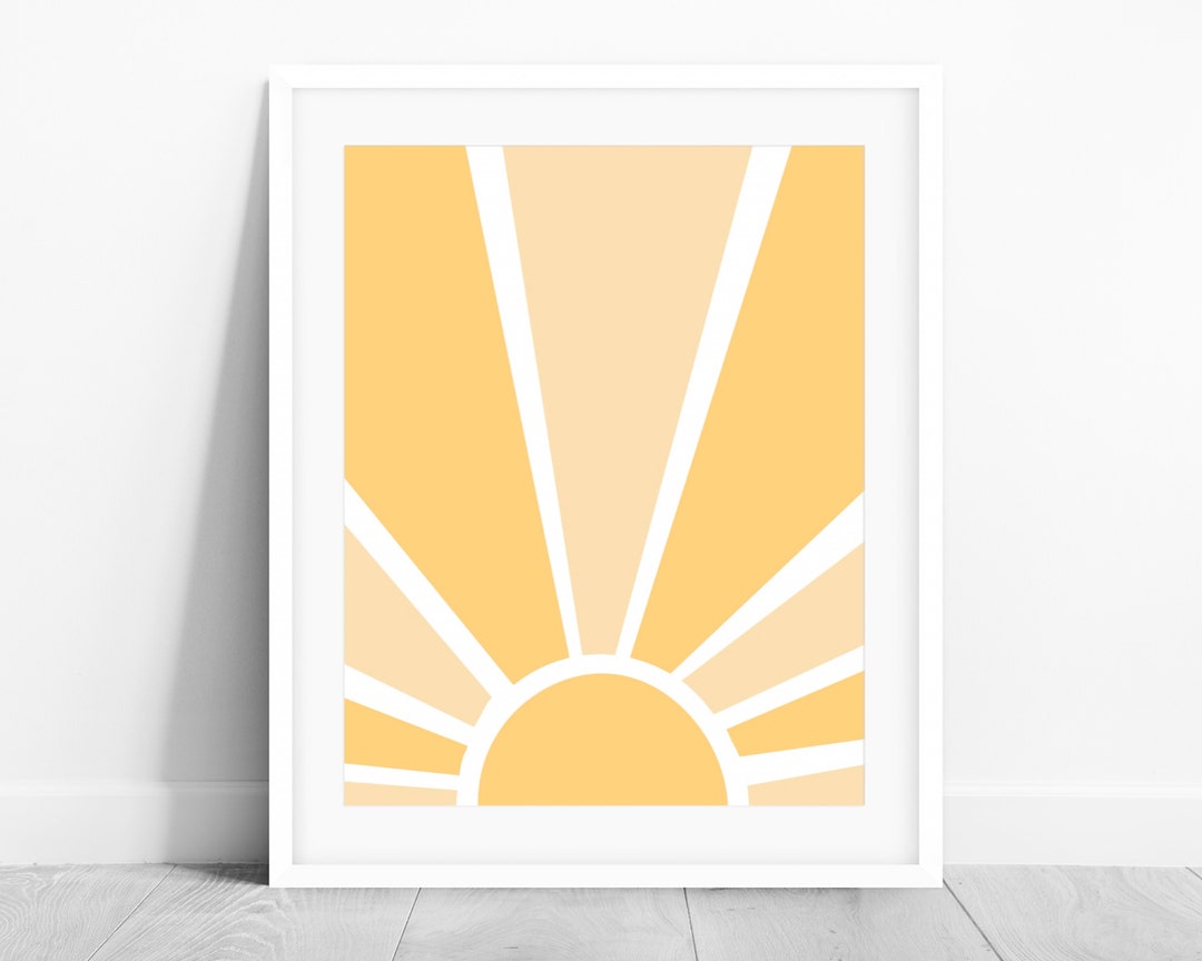 Yellow Sun Print, Sunshine PRINTABLE Wall Art, Mid Century Modern ...