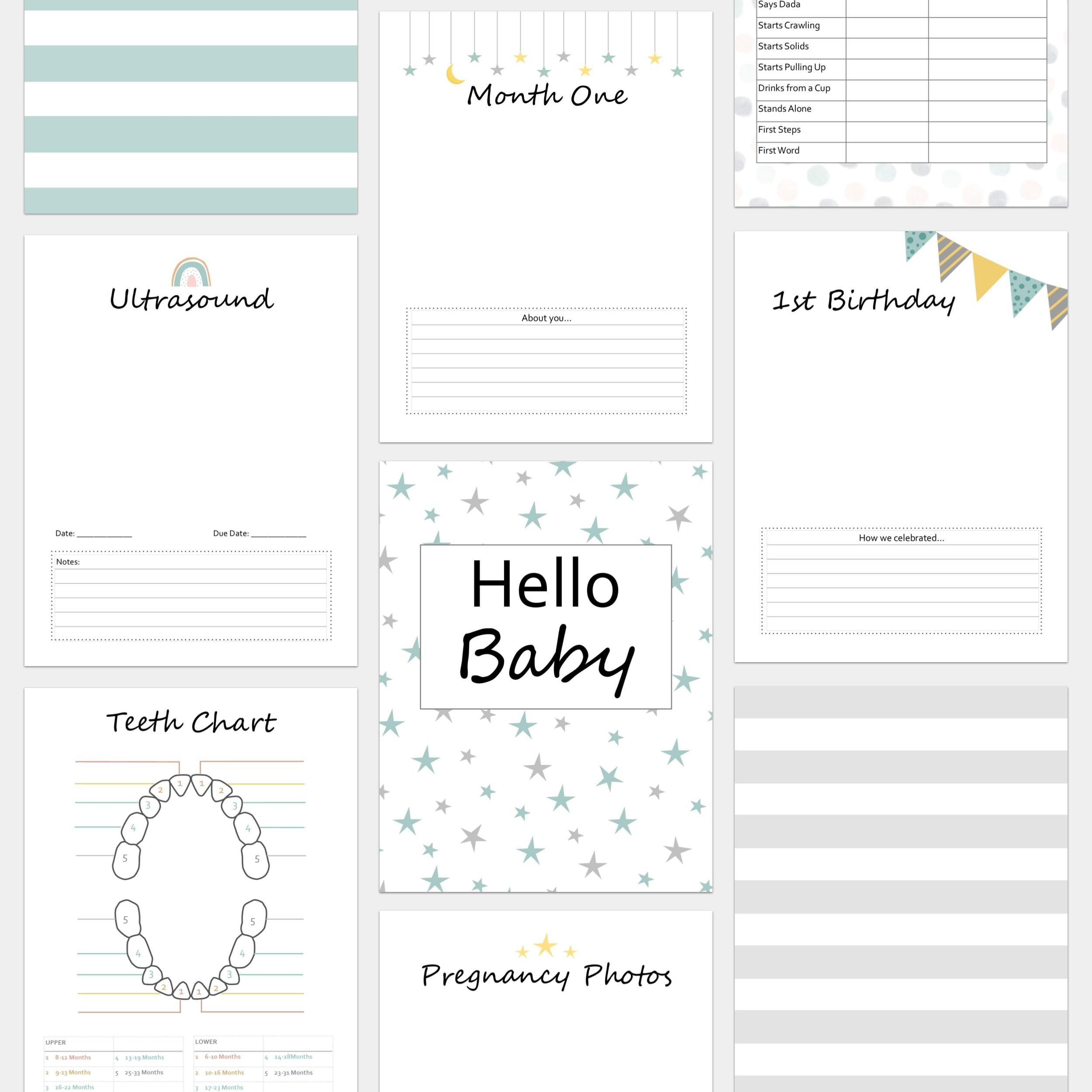 PRINTABLE Baby Journal Baby Memory Book Baby Book Pages - Etsy Norway