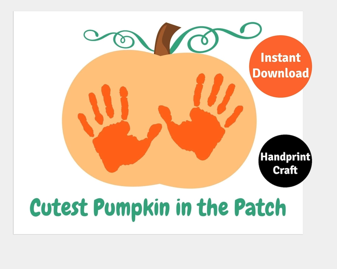 Pumpkin Handprint Kid Craft, Fall Handprint Art, Baby Handprint Craft ...