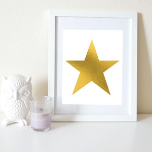 Gold Star Print, Gold Foil Star PRINTABLE Wall Art, Neutral Nursery ...