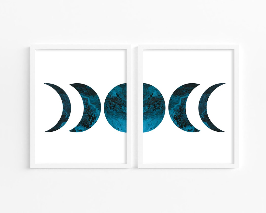 Teal Moon Phases PRINTABLE Wall Art Set di 2 stampe, arredamento ...