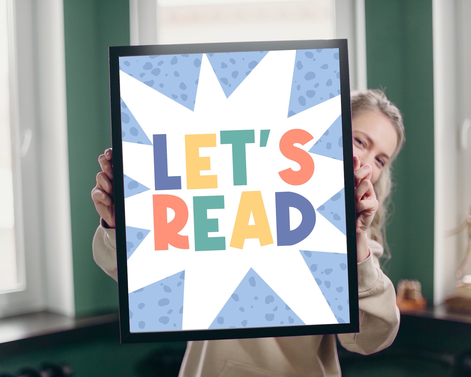 Blue Lets Read Print Let's Read PRINTABLE Wall Art Kids - Etsy