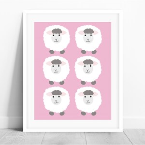Girls Nursery Counting Sheep PRINTABLE Wall Art Set of 3 Prints, Lets ...