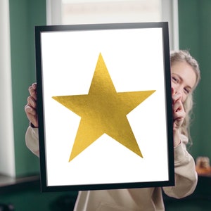 Gold Star Print, Gold Foil Star PRINTABLE Wall Art, Neutral Nursery ...