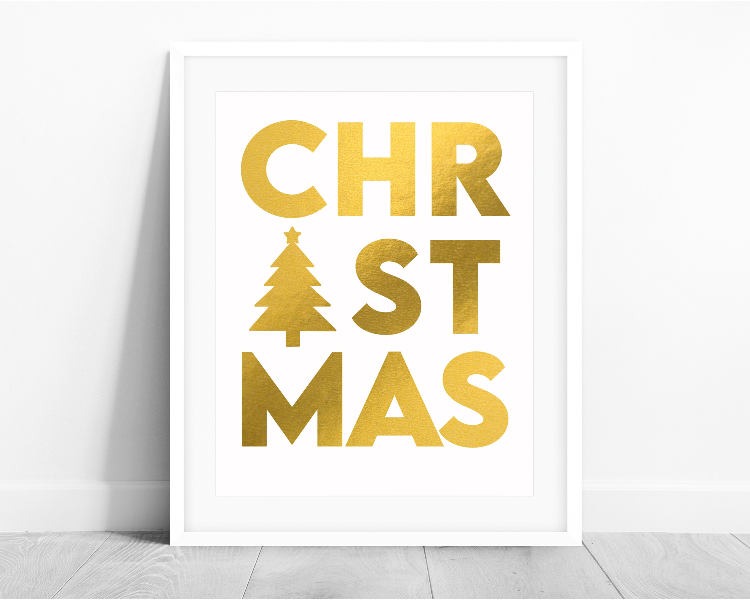 Gold Foil Christmas Set of 3 Prints Merry Christmas Reindeer - Etsy