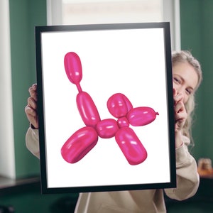 Pink Balloon Animal Wall Art Print, Dog Balloon Animals PRINTABLE, Fun ...