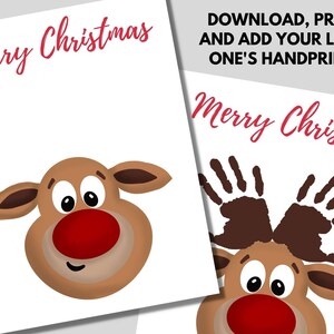Reindeer Handprint Kid Craft, First Christmas Baby Handprint Art, 1st ...