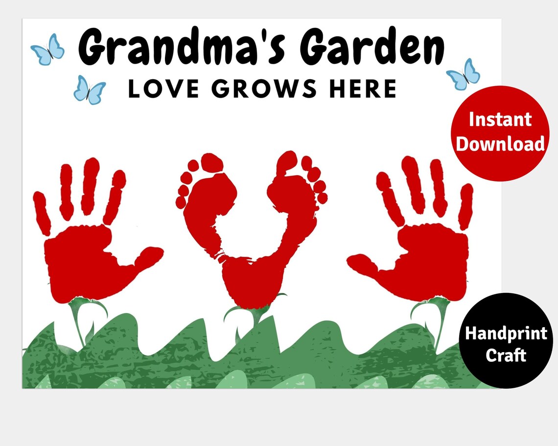 Grandma Handprint Art Kid Craft Baby Handprint Craft - Etsy