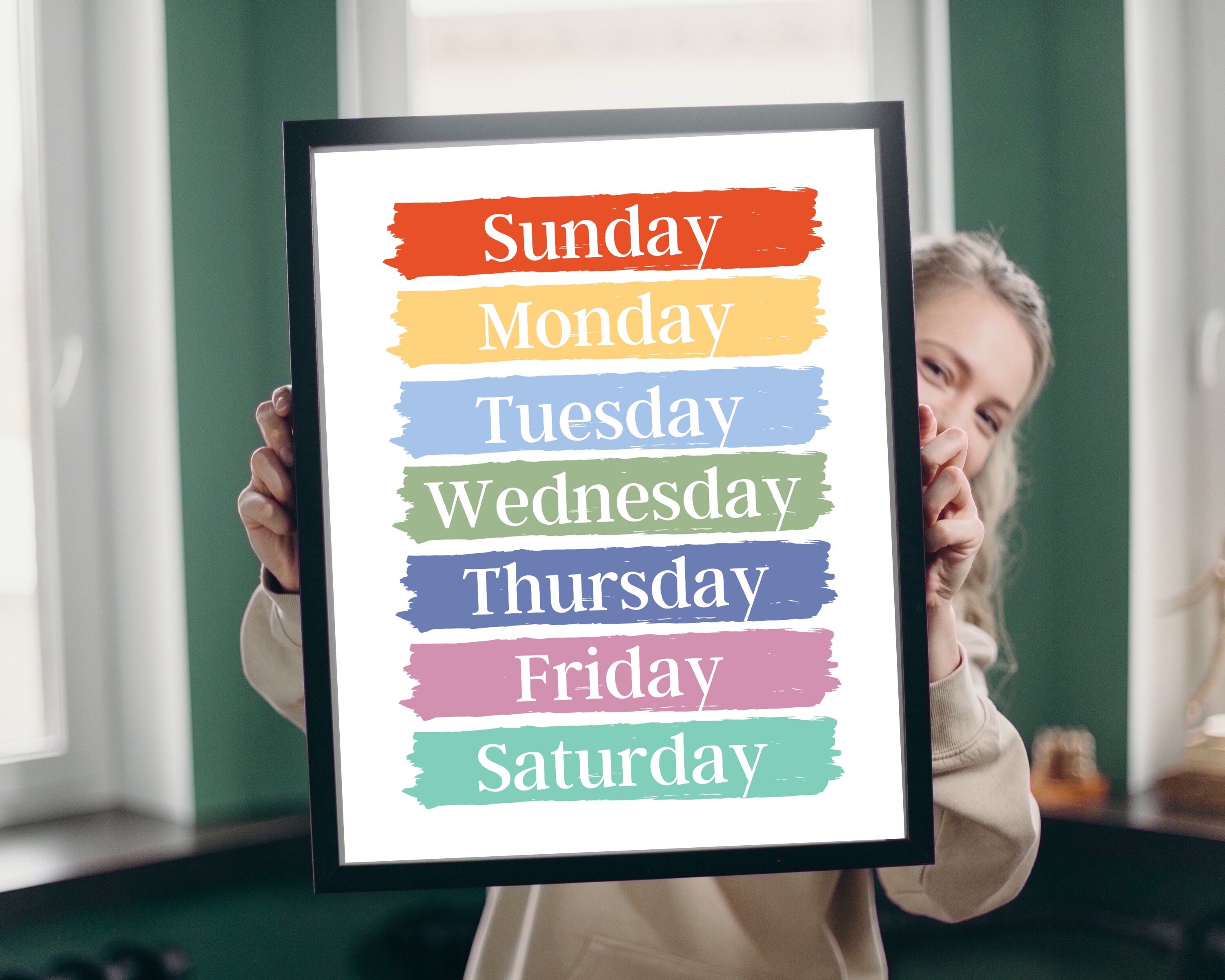 Days of the Week Print Day PRINTABLE Wall Art Classroom - Etsy
