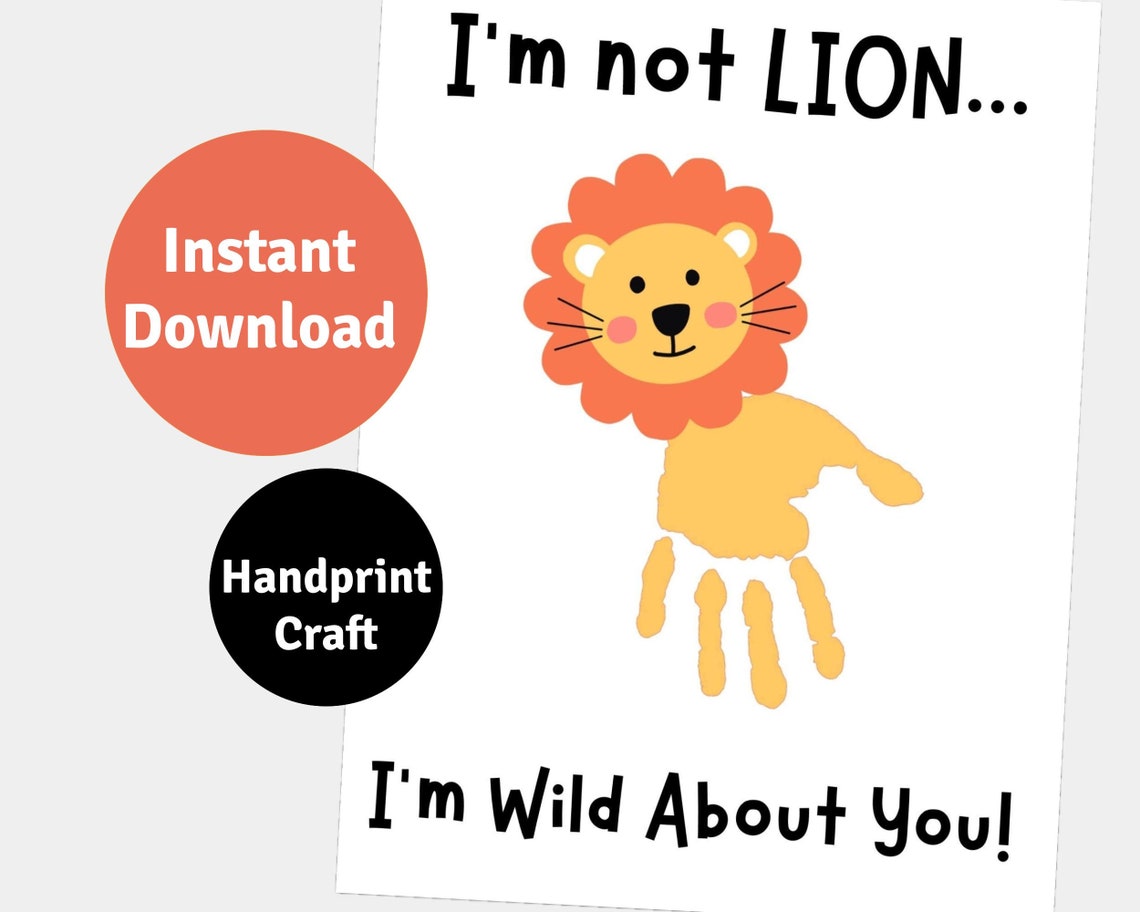 Lion Handprint Kid Craft Baby Handprint Art Wild About You - Etsy