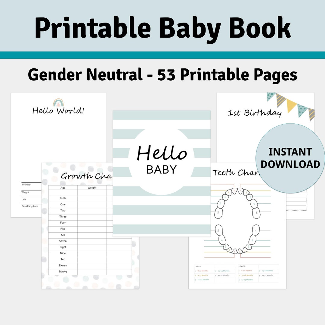 PRINTABLE Baby Journal, Baby Memory Book, Baby Book Pages, Digital Baby ...