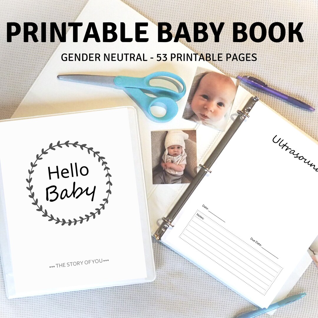 Baby Memory Book Pages, Black & White Baby Journal, PRINTABLE Baby Book ...