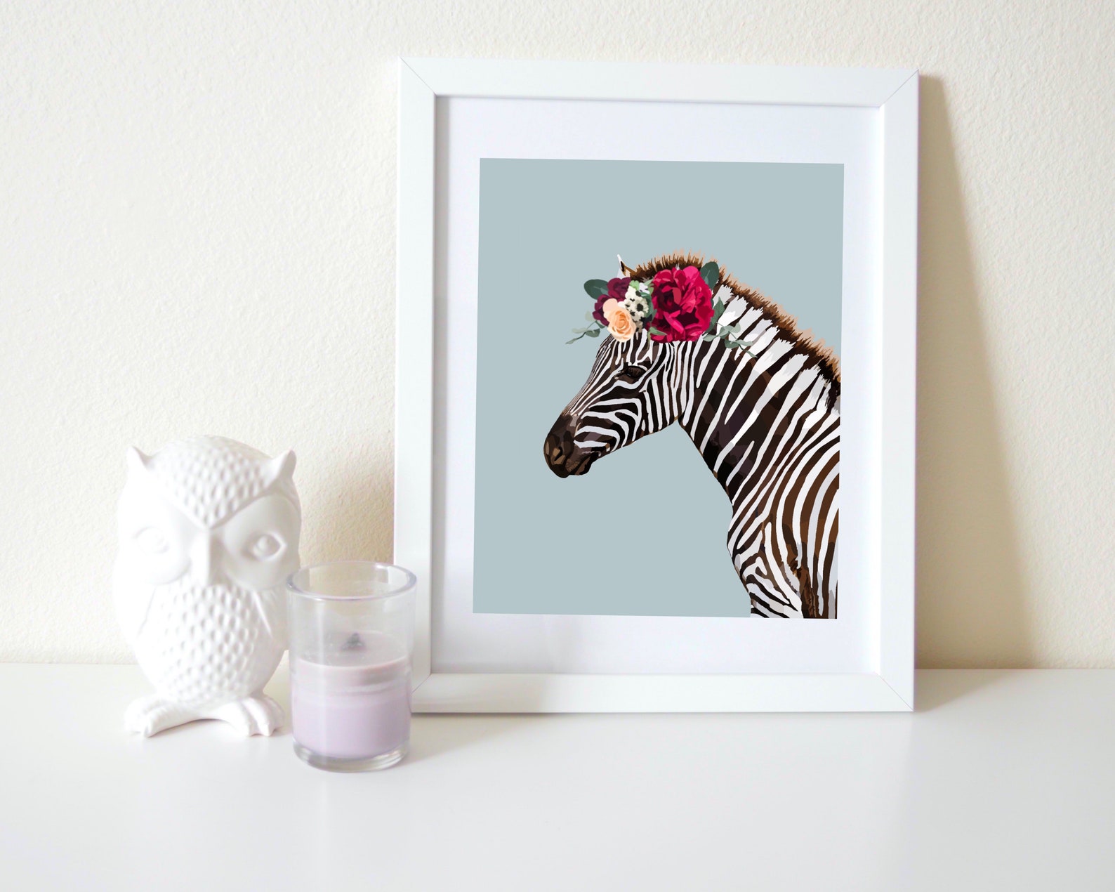 Zebra With Flower Crown Print Boho Zebra PRINTABLE Wall Art - Etsy