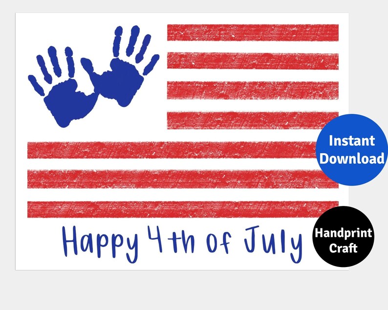 4th of July Handprint Kid Craft Baby Handprint Art First | Etsy