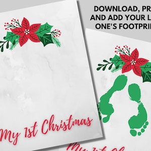 1st Christmas Baby Handprint Craft, First Christmas Footprint Art, Baby ...